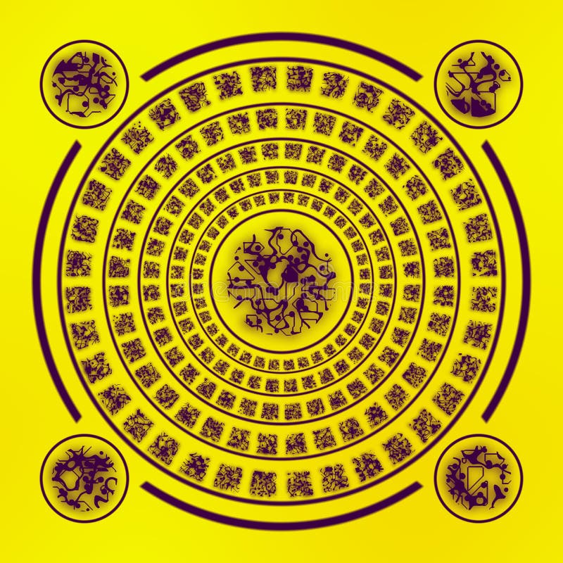 Yellow Runic Symbols Dreamer Wallpaper Stock Vector - Illustration of ...