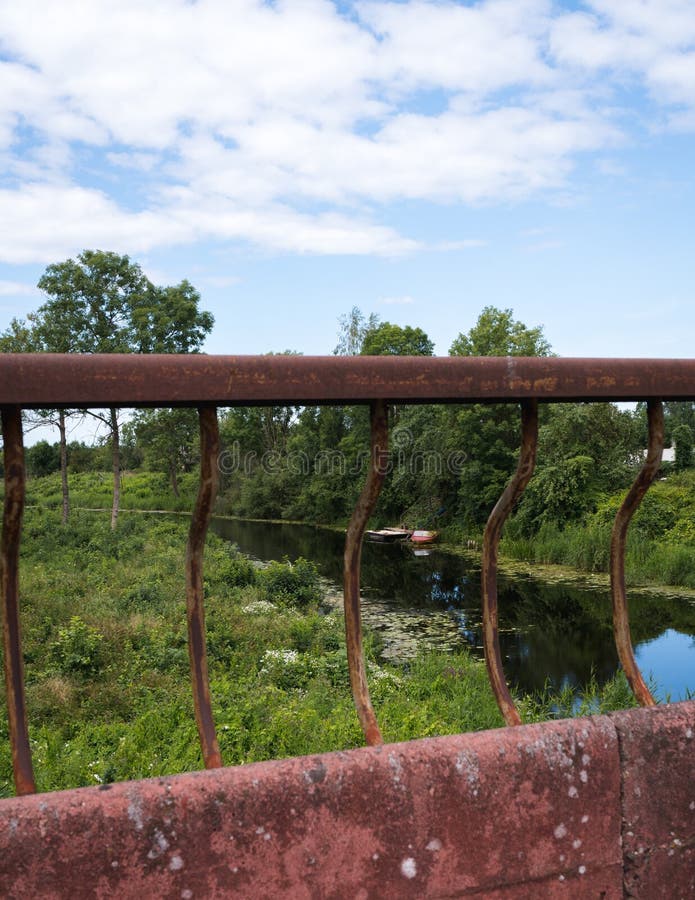 Brown Rusty Bridge Railings Stock Image - Image of path, railings ...