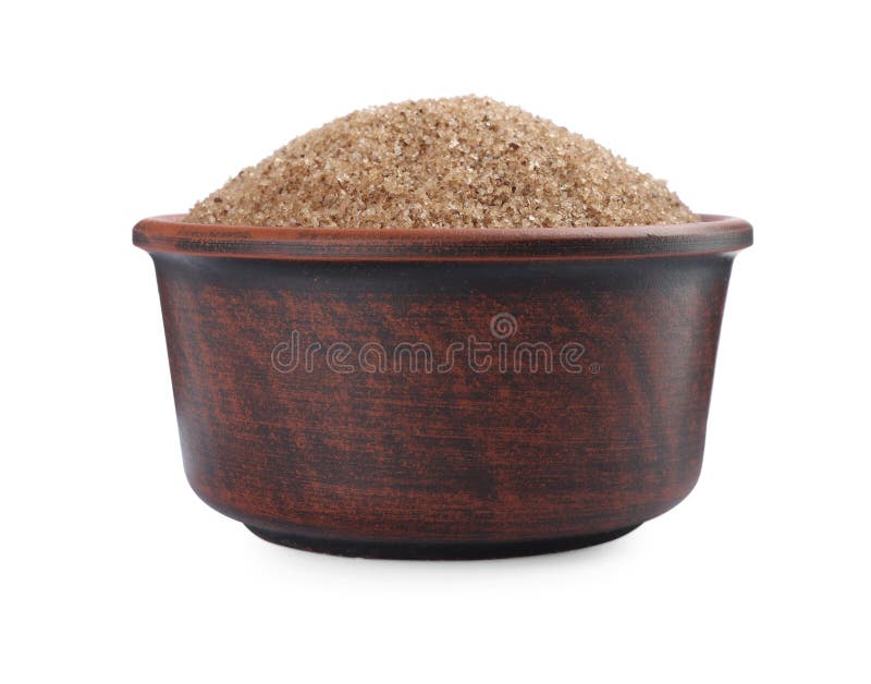 Brown Salt in Bowl Isolated on White Stock Photo - Image of salt ...