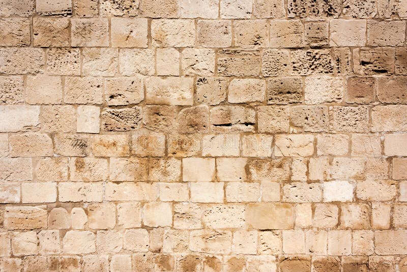 Brown, Sandy, Old Wall of a Stone House in the Open Air.Copy Space ...
