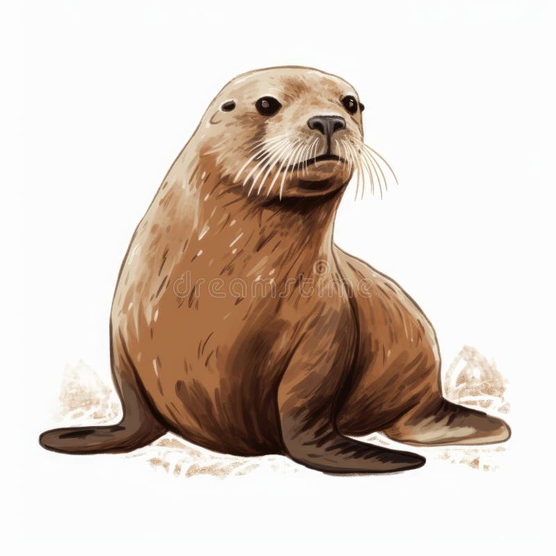 Brown Seal Drawing with Simple Style Stock Illustration - Illustration ...
