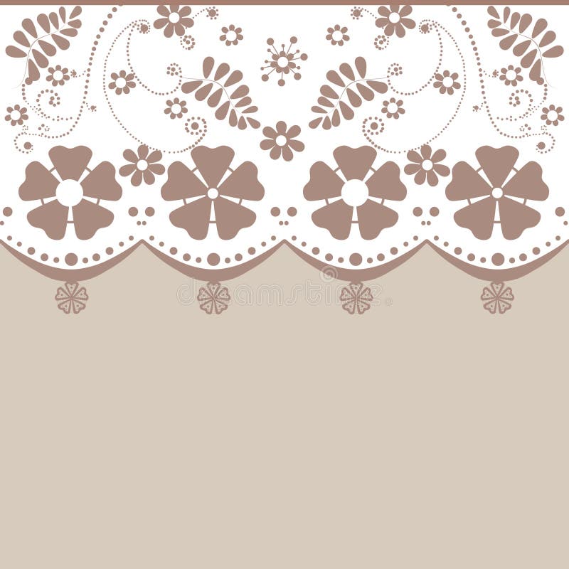 Brown Lace Floral Seamless Pattern on White Stock Illustration ...