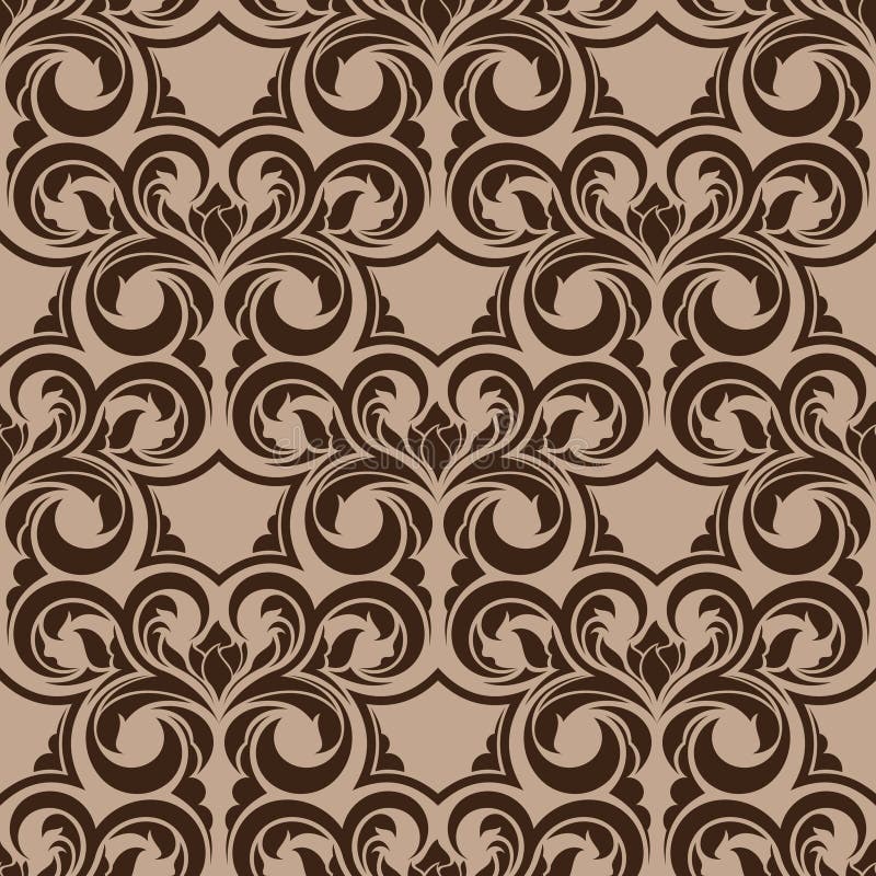 Brown seamless wallpaper stock vector. Illustration of decorative ...
