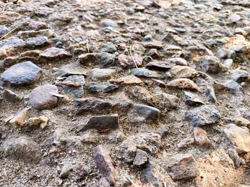 Brown Sharp Uneven Pebbles, Natural Background, Texture with Partial ...