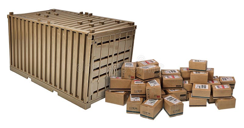Shipping Container Angled with Shipping Boxes Stock Image - Image of ...