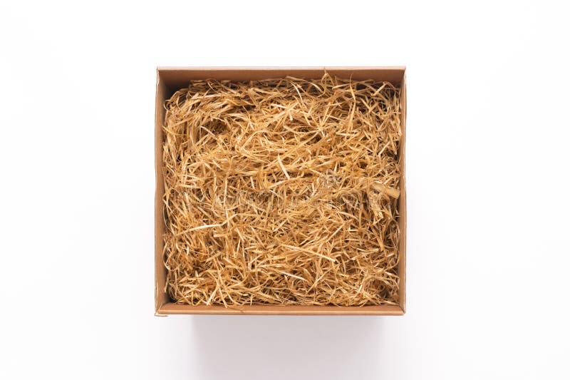 Brown Shredded Paper for Gifting and Stuffing in Cardboard Box. Stock ...