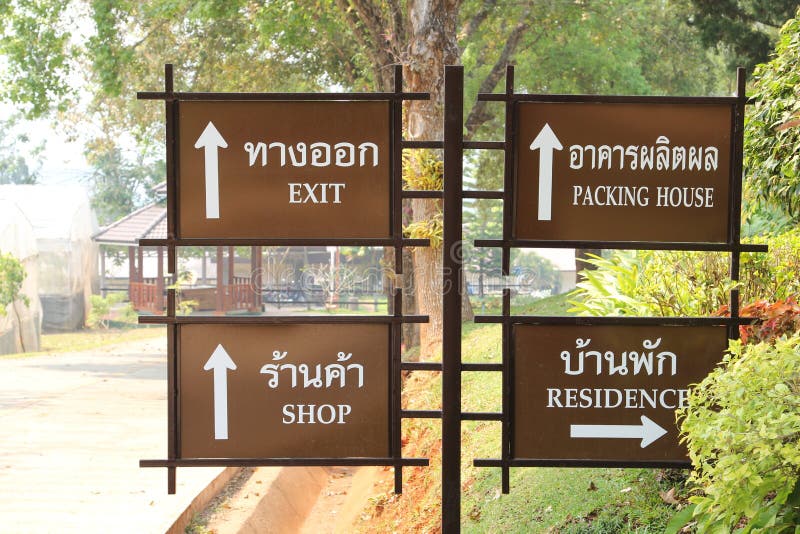 Brown sign post stock photo. Image of house, landscape - 54356098