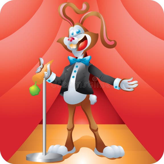 Brown Singing Rabbit on Stage Stock Vector - Illustration of cartoon ...