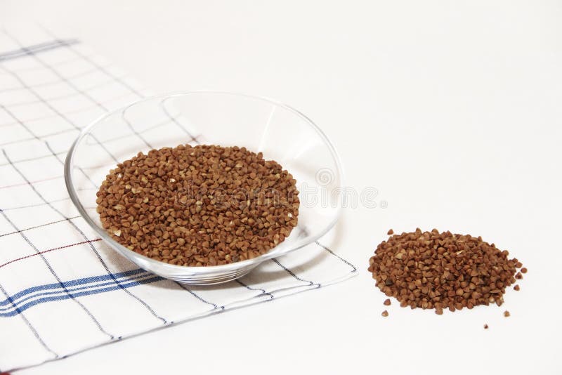 Brown Small Grains of Buckwheat in a Decorative Glass Plate Stock Image ...