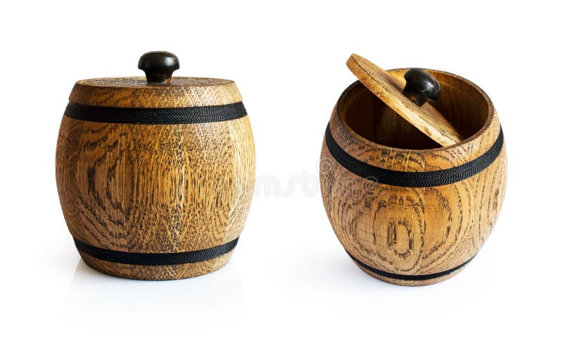 Brown small wooden barrel stock photo. Image of white - 70344484