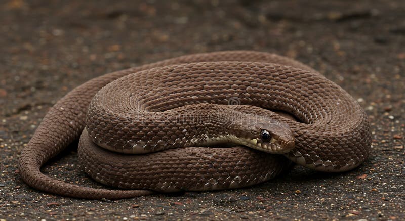 Brown Snake Coiled: a Serene Wildlife Close-Up Stock Illustration ...