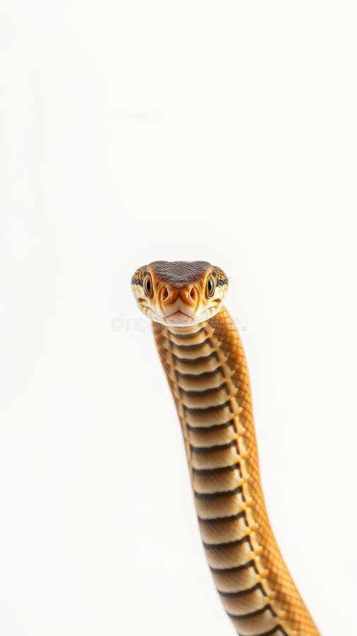 Brown Snake with Distinct Patterns and Focused Gaze Against a Plain ...
