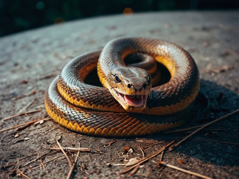 Brown Snake on Wooden Floor Stock Image - Image of halm, open: 355571613