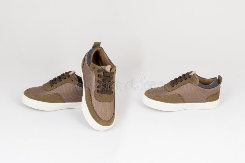 Brown Sneakers Shoes Isolated on White Background Stock Image - Image ...