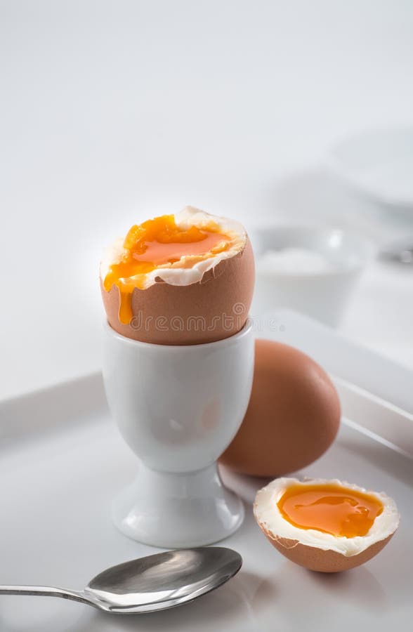 Boiled Egg,cut Open in Eggcup,on Plate with Spoon Stock Photo - Image ...