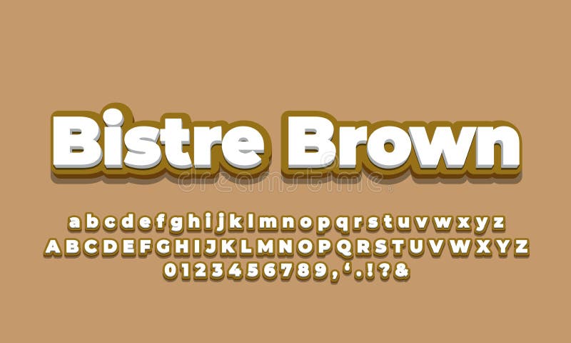 Brown Soft White 3d Font Effect or Text Styles Design Stock Vector ...