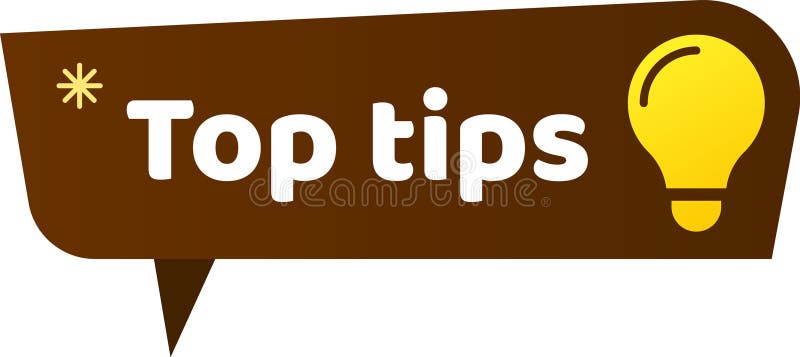 Brown Speech Bubble with Top Tips Text and Light Bulb Icon Representing ...