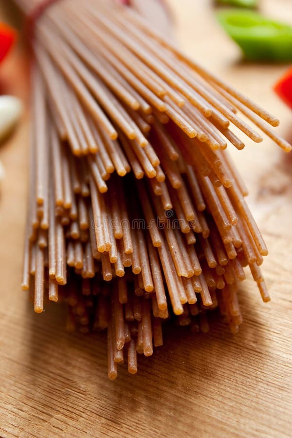 Brown spelt spaghetti stock photo. Image of fresh, garlic - 16062394