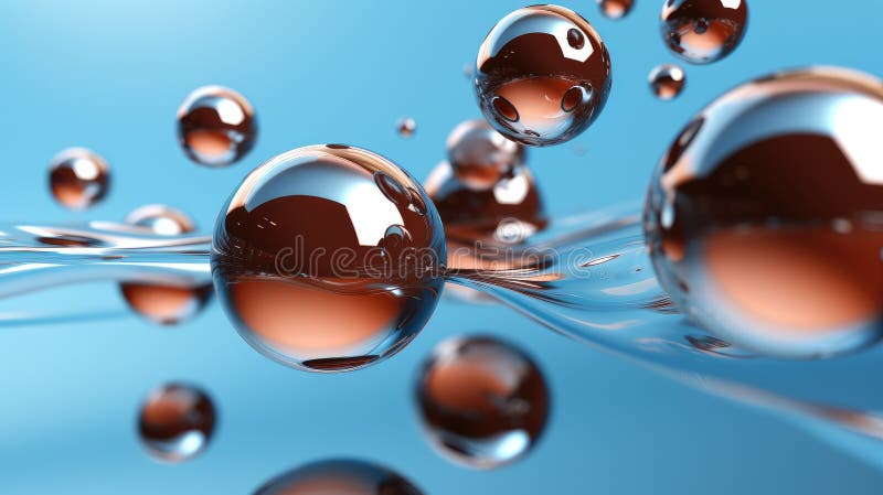 Brown Spheres, Smoothly Floating on a Solid Blue Canvas a Tranquil ...