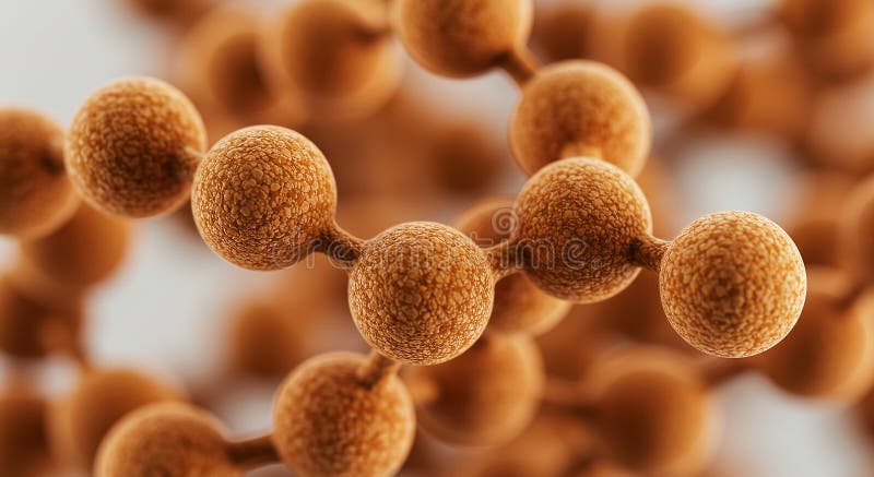 Brown Spherical Structures Connected by Thin Rods, Resembling a ...