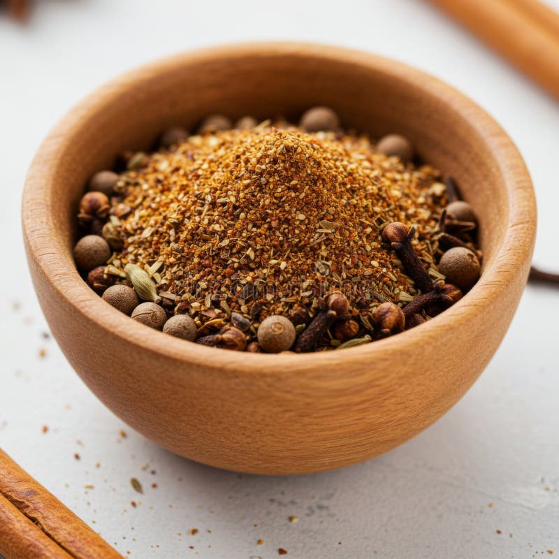 Brown Spice Blend in Wooden Bowl Stock Illustration - Illustration of ...