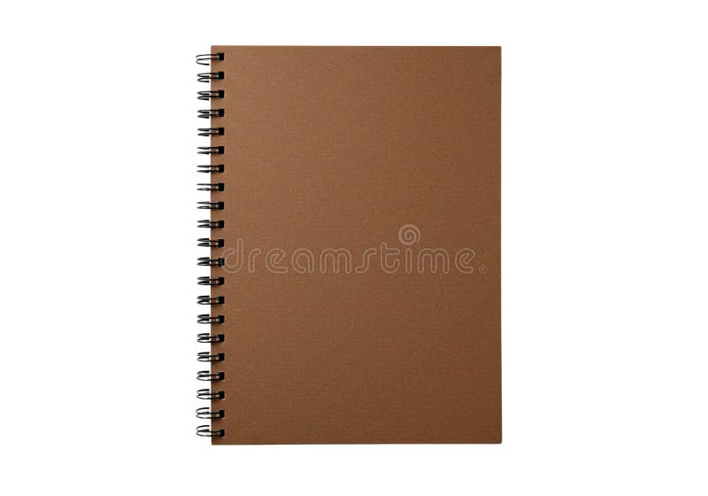 Brown Spiral Notebook Isolated on White Background.top View Stock ...