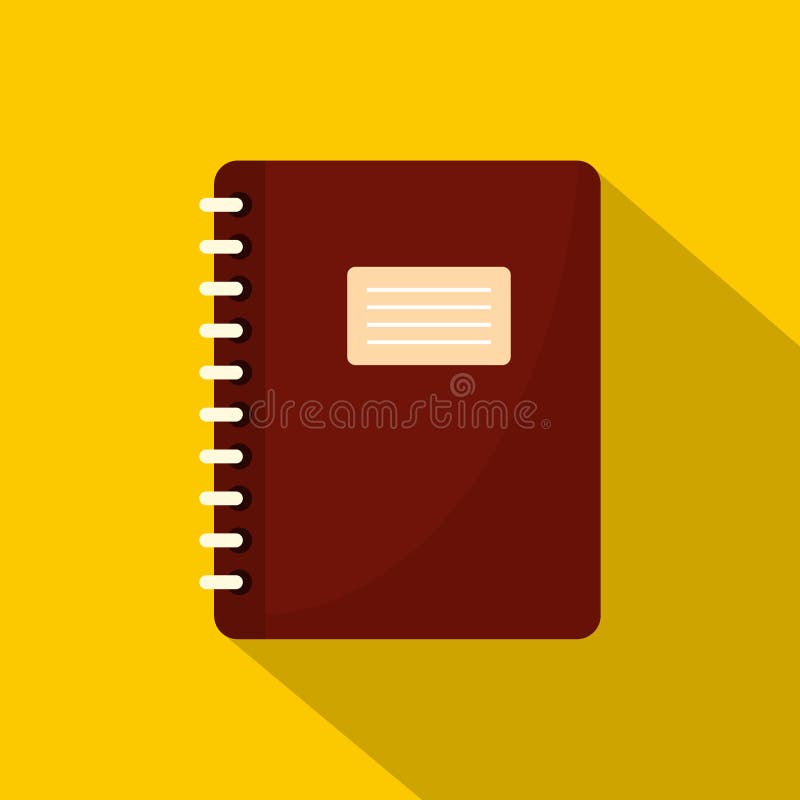 Brown Spiral Notepad Icon, Flat Style Stock Vector - Illustration of ...