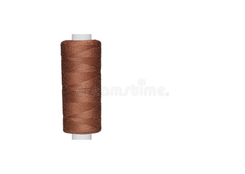 Brown Spool of Sewing Thread Isolated on White Background Stock ...