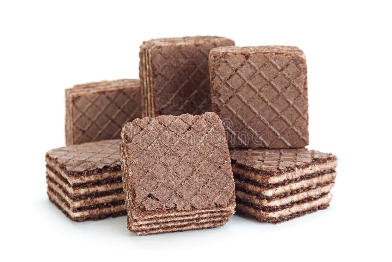 Brown Square Wafers on White Stock Image - Image of square, white ...