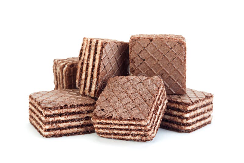 Brown Square Wafers on White Stock Image - Image of square, white ...