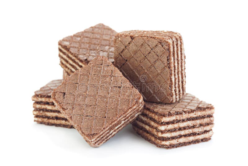 Brown Square Wafers on White Stock Photo - Image of chocolate, square ...