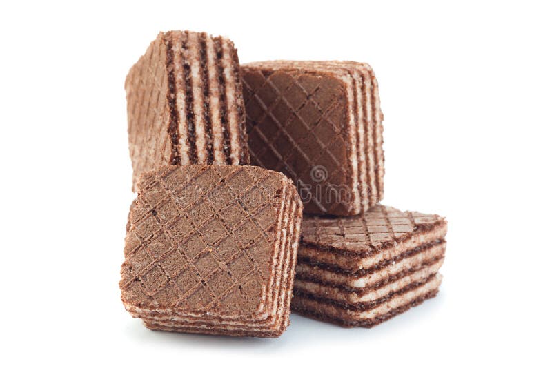 Brown Square Wafers on White Stock Image - Image of square, white ...