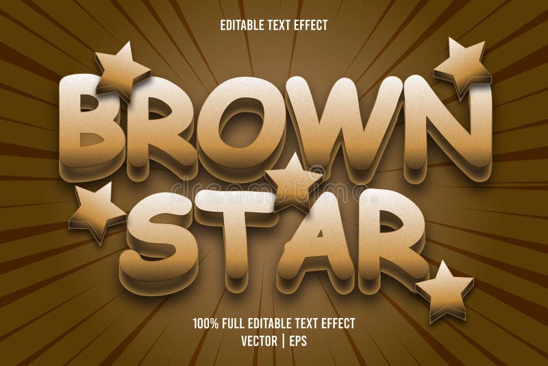 Brown Star Editable Text Effect Cartoon Style Stock Vector ...