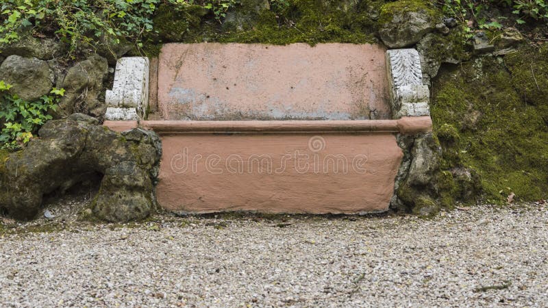 Brown stone bench stock photo. Image of garden, front - 92612774