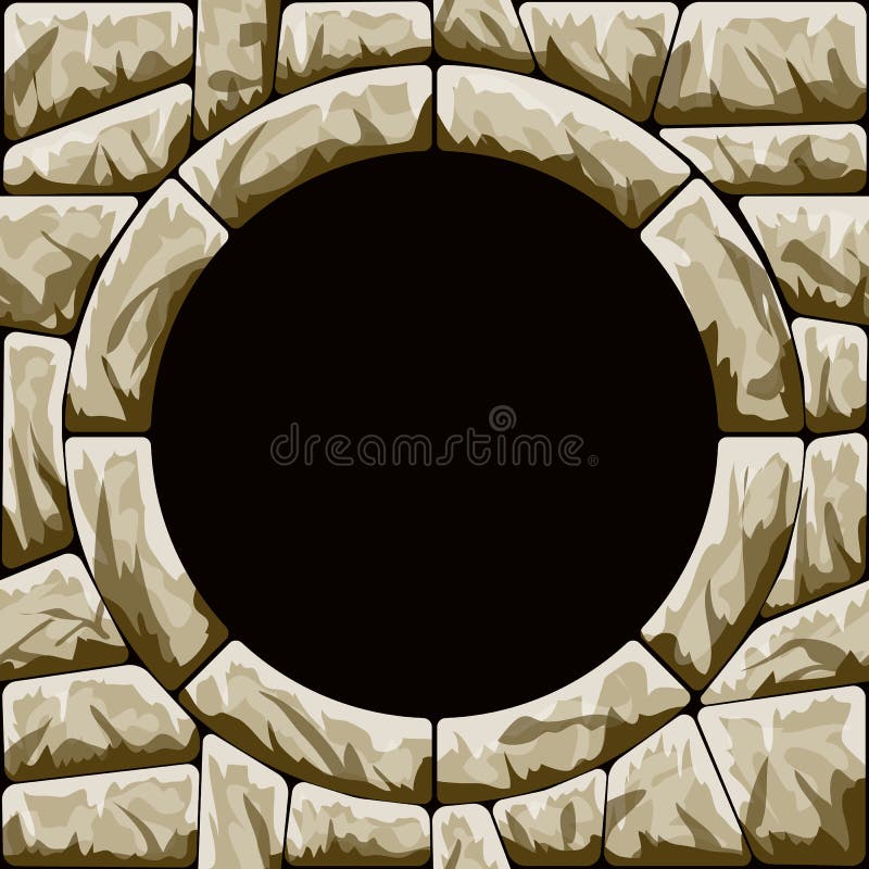 Brown Stone Seamless Pattern with Round Frame Stock Vector ...