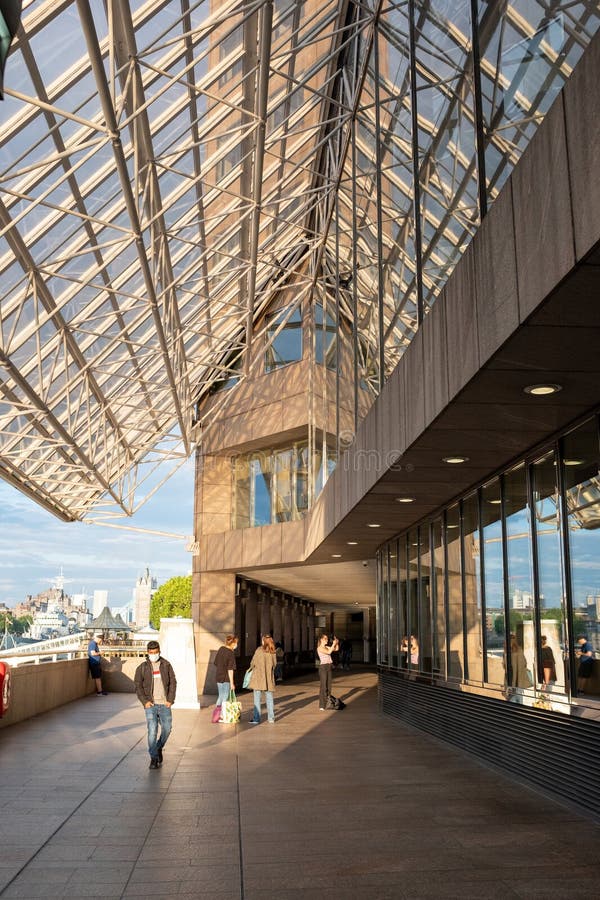 Glass-roofed Corridor with Geometric Metal Framework, Allowing Sunlight ...
