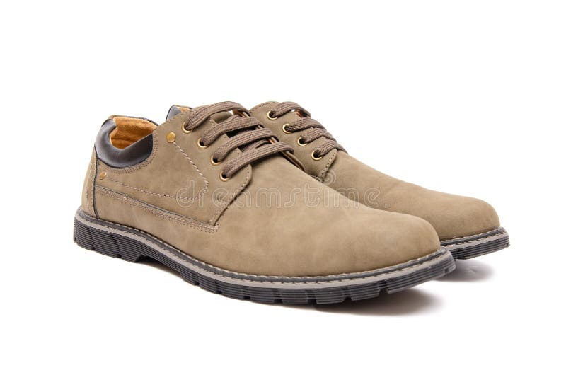 The Brown Suade Shoes Isolated on White Background Stock Photo - Image ...