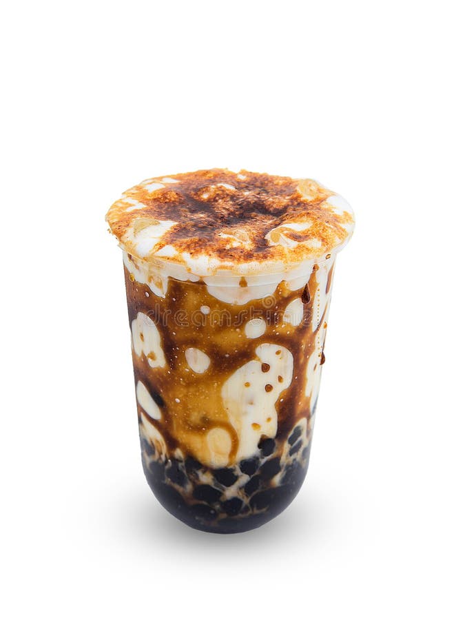 Brown Sugar Boba Tea with White Background. Stock Image - Image of cold ...