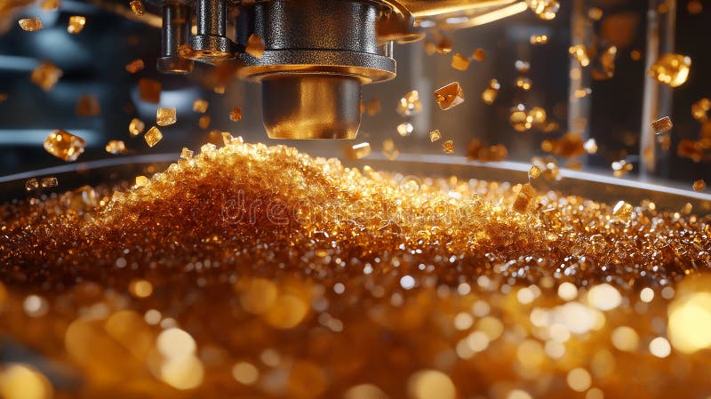 Brown Sugar Crystals Being Formed in a Processing Machine during a ...