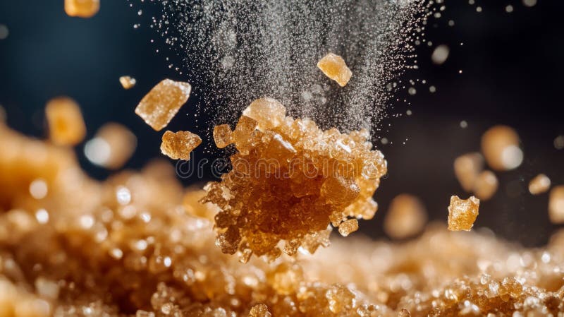 Brown Sugar Crystals Falling on Dark Background Stock Illustration ...