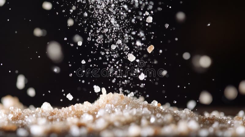 Brown Sugar Crystals Falling on Dark Background Stock Illustration ...