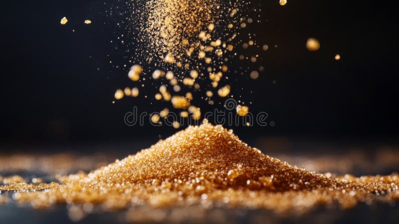 Brown Sugar Crystals Falling on Dark Background Stock Illustration ...