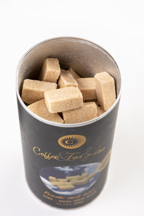 Brown Sugar Cubes in the Box Isolated Above White Background Stock ...