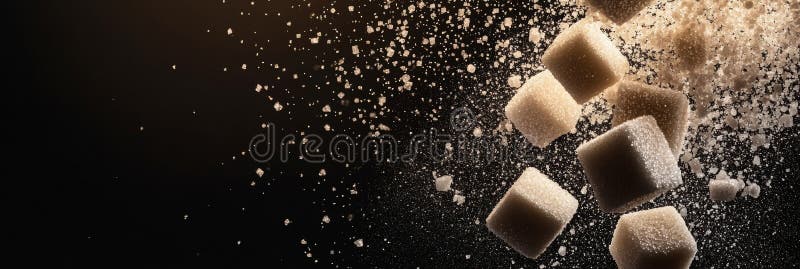 Brown Sugar Cubes Exploding on Dark Background Stock Image - Image of ...