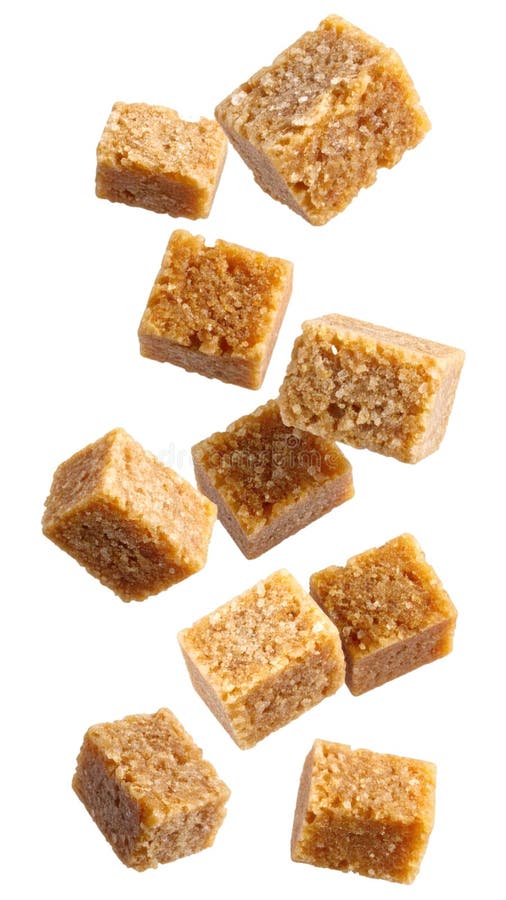 Brown Sugar Cubes Falling Transparent Background Realistic Texture ...