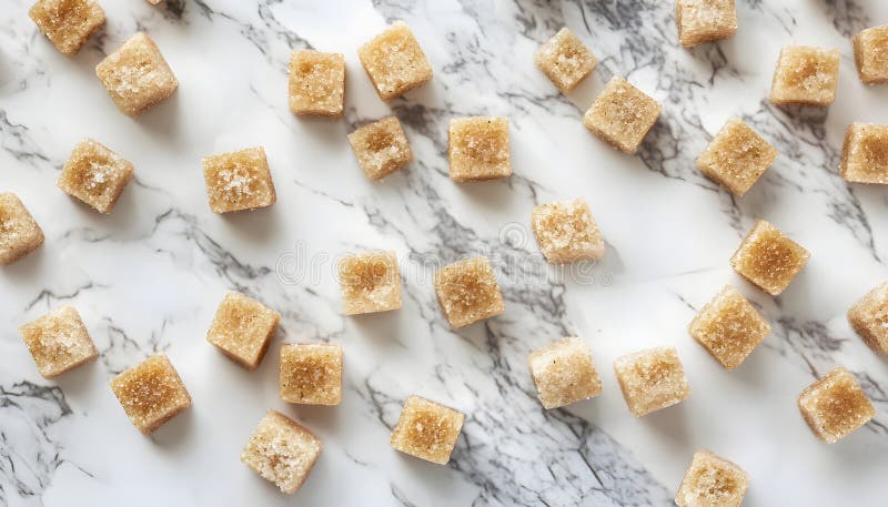 Brown Sugar Cubes on Light Grey Marble Table, Flat Lay Stock Photo ...