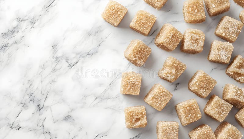 Brown Sugar Cubes on Light Grey Marble Table, Flat Lay Stock Image ...