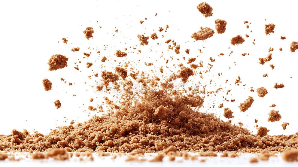 Brown Sugar Explosion with Dynamic Movement Isolated on White ...