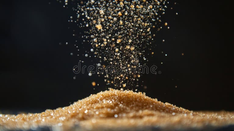 Brown Sugar Falling Onto a Pile on Dark Background Stock Illustration ...