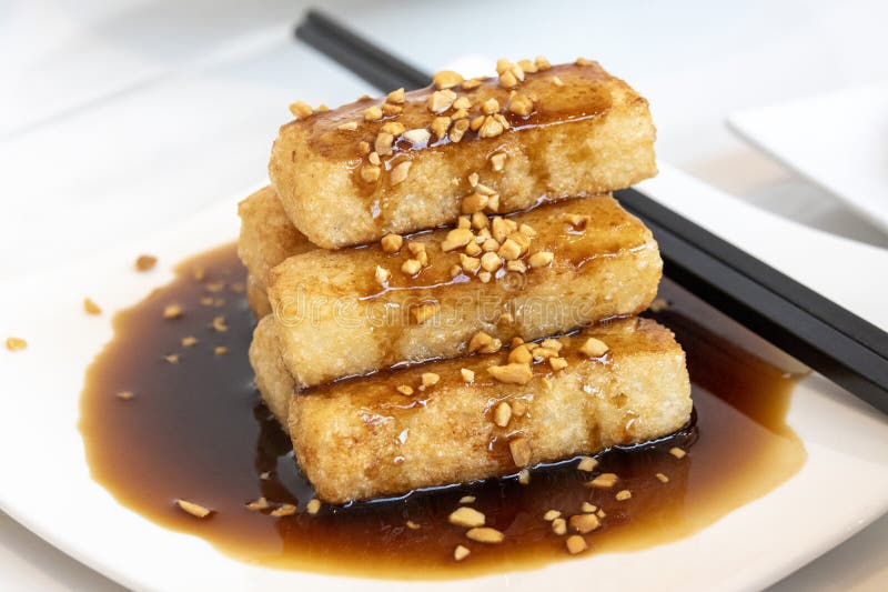 Brown Sugar Glutinous Rice Cake with Sauce Served Dish Stock Image ...